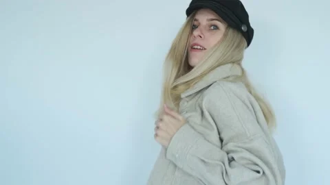 portrait of stylish woman dancing on whi... | Stock Video | Pond5