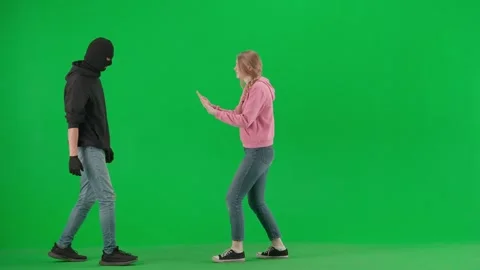 Portrait of thief and victim on chroma k... | Stock Video | Pond5