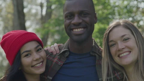Portrait of Three Friends Smiling and La... | Stock Video | Pond5