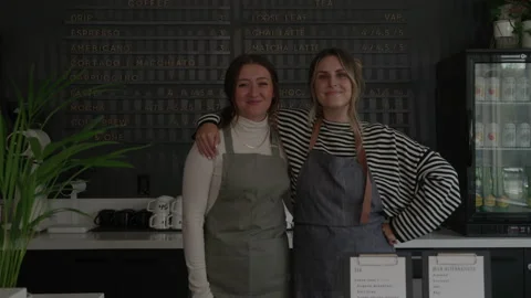 Portrait of Two Beautiful Female Barista... | Stock Video | Pond5