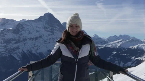 Portrait of woman standing at iconic pla... | Stock Video | Pond5