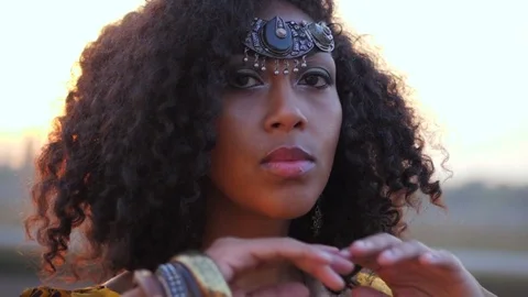 Portrait of young afro-american gypsy wo... | Stock Video | Pond5