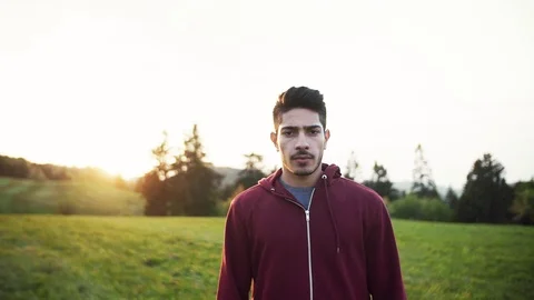 Portrait of young angry man standing in ... | Stock Video | Pond5