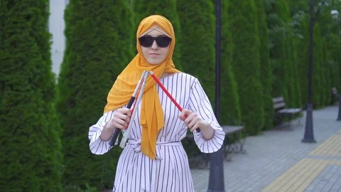 portrait of a young beautiful blind woma... | Stock Video | Pond5