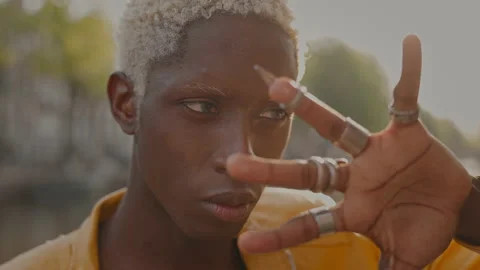 Portrait Of Young Black Boy With White D... | Stock Video | Pond5