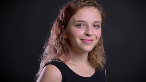 Portrait of young caucasian girl with pi... | Stock Video | Pond5