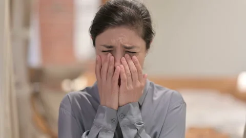 Portrait of Young Indian Woman Crying at... | Stock Video | Pond5
