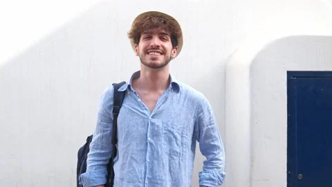 Portrait of a young Italian man with a s... | Stock Video | Pond5