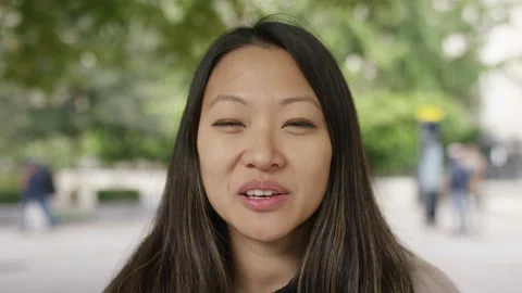Portrait of young lady talking directly ... | Stock Video | Pond5