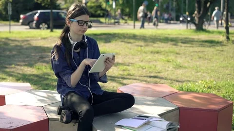 Portrait of young, teenage girl with tab... | Stock Video | Pond5