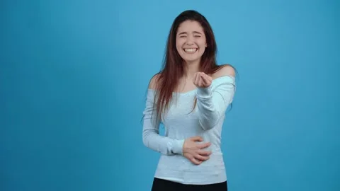 The portrait of a young woman amused by ... | Stock Video | Pond5