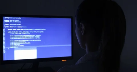 portrait of young woman hacker programme... | Stock Video | Pond5