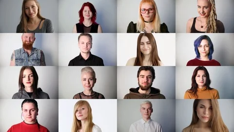 portraits of young smiling modern people... | Stock Video | Pond5