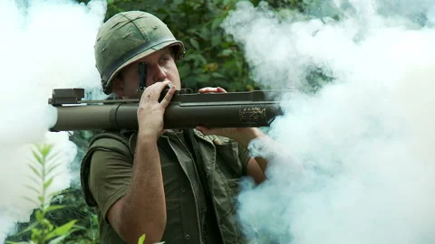 Portrayal of Soldier, under fire - comba... | Stock Video | Pond5