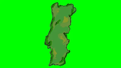 Portugal drawing colored map green scree... | Stock Video | Pond5