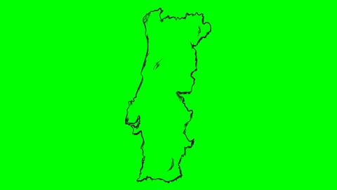 Portugal drawing outline map green scree... | Stock Video | Pond5