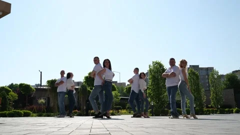 Pose for a photo Four pairs of people st... | Stock Video | Pond5