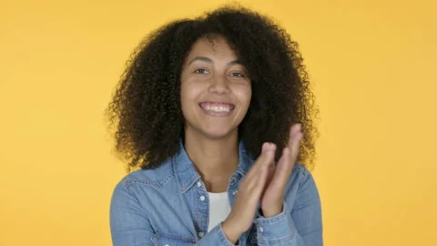 Positive Young African Woman Clapping, Y... | Stock Video | Pond5