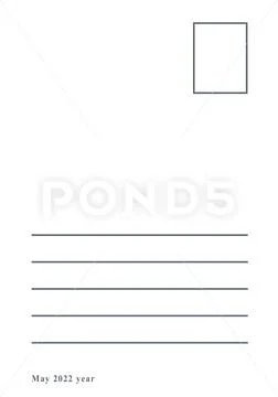 Post card back side for address and postage stamp place, vertical ...