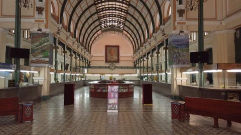 Post Office (Buu Dien), Saigon.Interior ... | Stock Video | Pond5