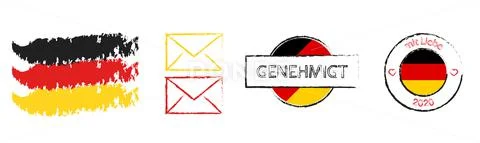 Postal stamps in colors and with the symbols of the American flag ...