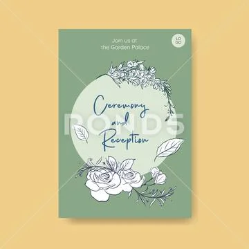 Poster template with wedding ceremony concept design for brochure and ...