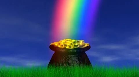 Pot of Sparkling Gold At End Rainbow HD ... | Stock Video | Pond5