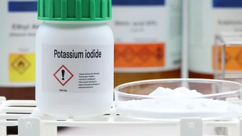 Potassium iodide in chemical container | Stock Video | Pond5