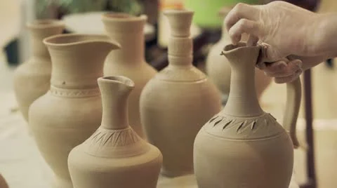 Potter works. Crockery creation process ... | Stock Video | Pond5