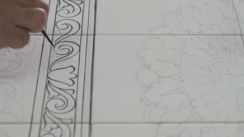 Pottery Tiles Tracing | Stock Video | Pond5