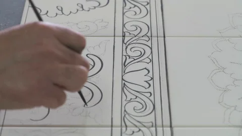 Pottery Tiles Tracing | Stock Video | Pond5