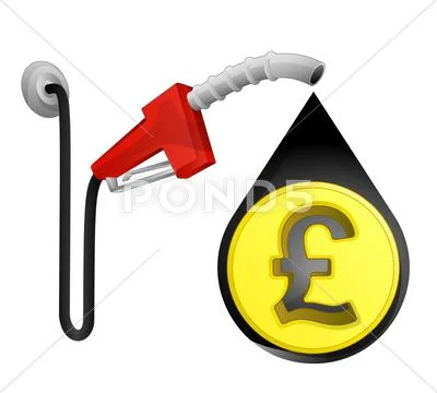Pound coin in oil drop with pump station vector illustration ...