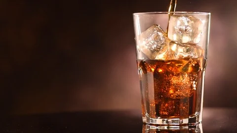 Pouring Coke with ice cubes closeup. Gla... | Stock Video | Pond5