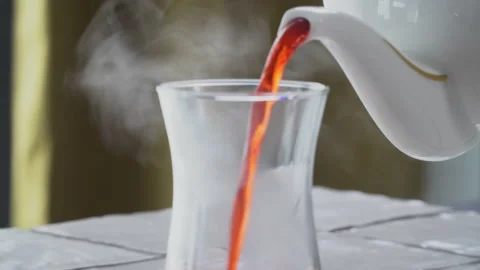 pouring Turkish tea in a modern Turkish ... | Stock Video | Pond5