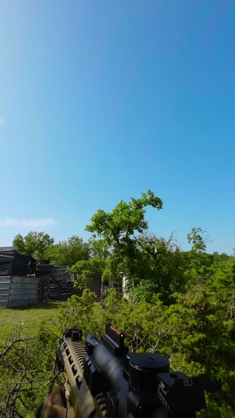 POV Airsoft game. Soldier in camouflage ... | Stock Video | Pond5