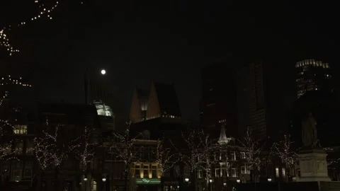 POV City skyline full moon night in Nove... | Stock Video | Pond5