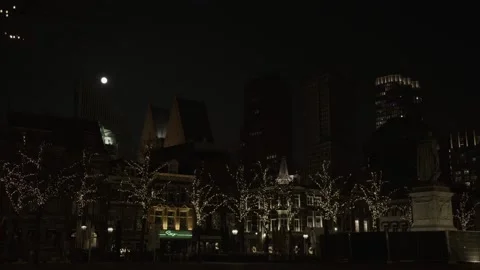 POV City skyline full moon night in Nove... | Stock Video | Pond5