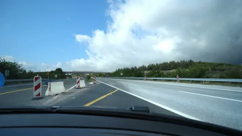Pov driving on a highway with roadworks ... | Stock Video | Pond5