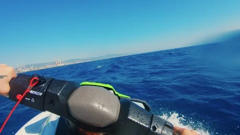 POV of fun ride on water jet ski in summ... | Stock Video | Pond5