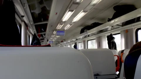 POV Inside Train Carriage Behind Rows Of... | Stock Video | Pond5