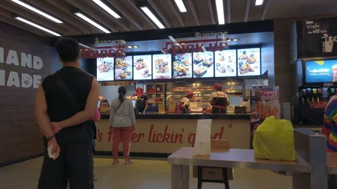 POV interior inside the KFC fried chicke... | Stock Video | Pond5