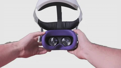 POV Man Hands Putting on VR Headset with... | Stock Video | Pond5