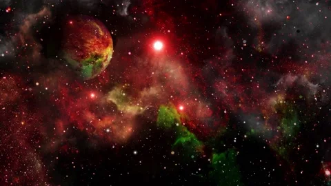 POV nebulae and a moving planet floating... | Stock Video | Pond5