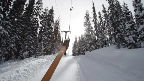 POV of platter surface lift at ski resor... | Stock Video | Pond5