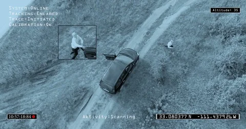 POV from the police helicopter camera. C... | Stock Video | Pond5