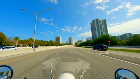 POV riding scooter tour Miami causeway S... | Stock Video | Pond5