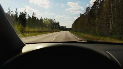 POV: road trip from behind a windshield ... | Stock Video | Pond5