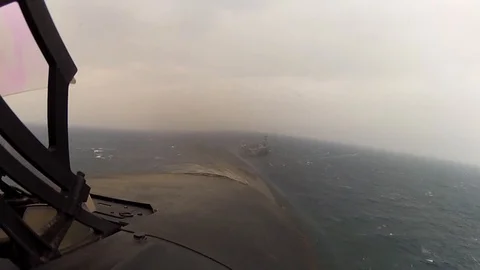 POV shot from jet fighter plane landing ... | Stock Video | Pond5