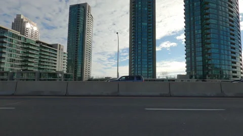 POV side view driving into downtown Toro... | Stock Video | Pond5