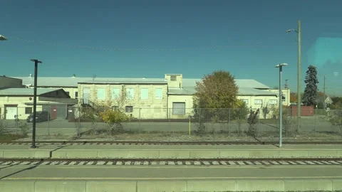 POV side view driving shot from a train ... | Stock Video | Pond5